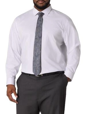 HAGGAR Big & Tall Four Petals Wrinkle-free Dress Shirt Silver