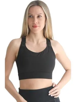 SWEAT & MILK Venice High Impact Full Coverage Nursing Sports Bra - Noir
