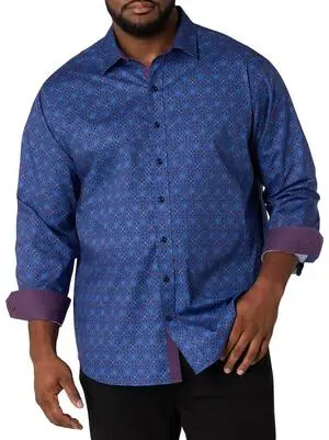 SYNRGY BY DXL Big & Tall Medallion Print Sport Shirt V2 Peacoat Multi