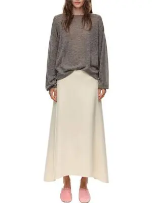 Bimba Y Lola Double-face Wool A-line Midi Skirt - Ivory