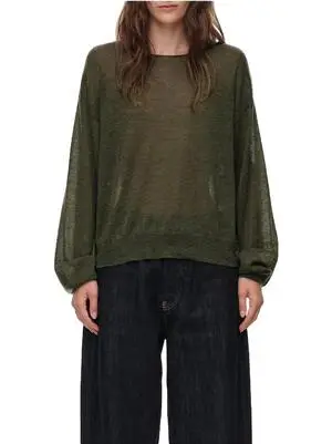 Bimba Y Lola Wool Blend Crew Neck Sweater - Khaki