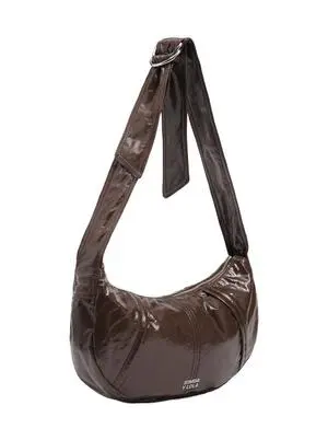 Bimba Y Lola Medium Shiny Moon Bag - Chocolate