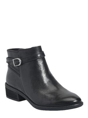 COMFORTIVA Cherryl Leather Bootie With Buckle Detail - Black