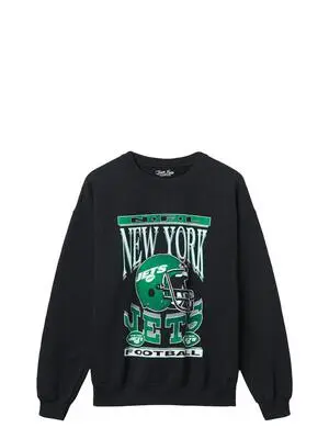 Junk Food New York Jets Helmet Graphic Crewneck Sweatshirt - Black