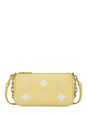 Mcm Medium Aren Chain Pouch In Visetos - Yellow