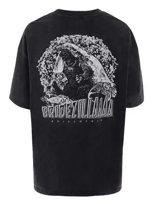 BRIDEMERCH Bride Merch Oversized Washed Cotton T-shirt - Washed Black