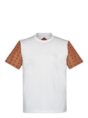 Mcm Logo T-shirt In Cotton And Monogram Econyl - White
