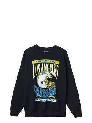 Junk Food Los Angeles Chargers Helmet Crewneck Sweatshirt - Black