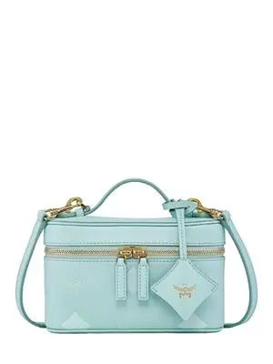 Mcm Mini Aren Vanity Case In Visetos - Green