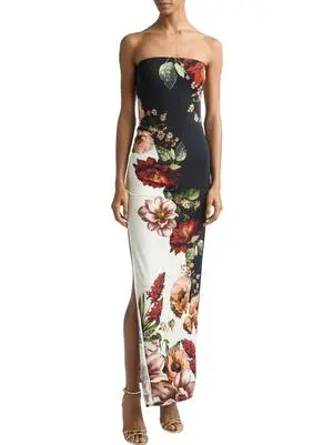 Alice + Olivia Strapless Floral Maxi Dress - Flrlrdianc