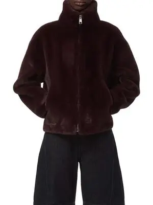 Apparis Brooks Faux Fur Coat - Burgundy