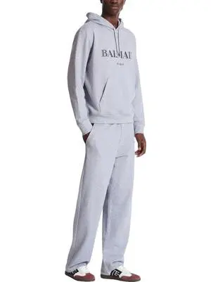 Balmain Printed Logo Hoodie - Grey
