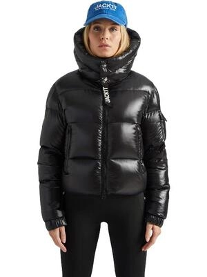 JACK1T High Collar Puffer Jacket - Black/pink