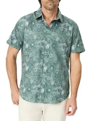 Robert Graham The Vault Short Sleeve Stretch Cotton Shirt - Emerald
