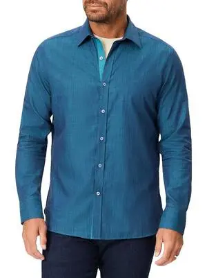 Robert Graham Kerrington Cotton Button Up Shirt - Turquoise
