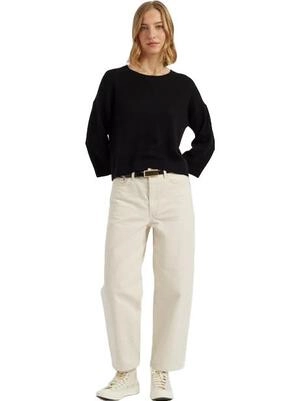 Chinti & Parker Cloud Cashmere Cropped Sleeve Sweater - Black