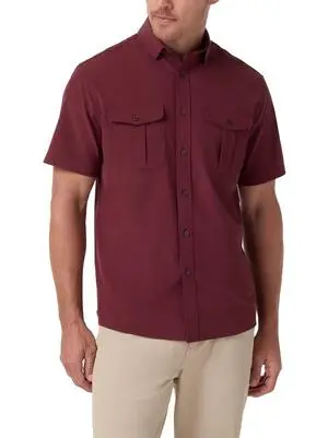Mizzen+main Leeward Tailgate Short Sleeve Performance Button-up Shirt - Maroon