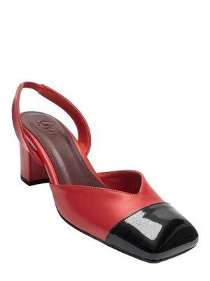 PROLOGUE SHOES Maruelle Block Heel Slingback Pumps - Red