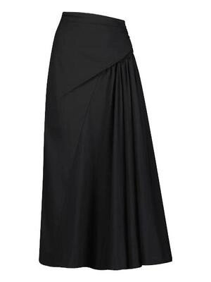 Lela Rose Cotton Poplin Draped Bubble Skirt - Black