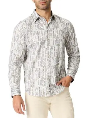 Robert Graham Missing Links Long Sleeve Stretch Cotton Shirt - Khaki