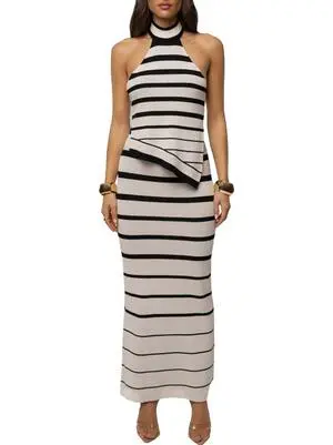 JLUXLABEL Marina Nights Striped Skirt Set - White/black
