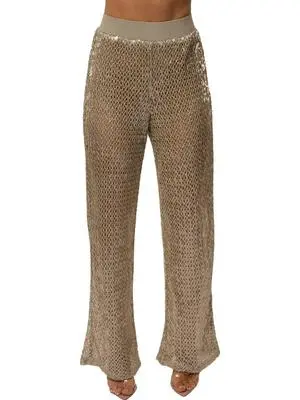 JLUXLABEL High Rise Sequin Wide Leg Pants - Sage
