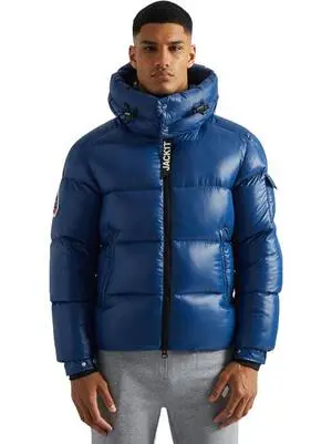 JACK1T Hooded Down Puffer Jacket - Blue Moon/black