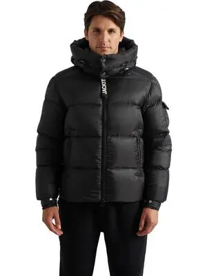 JACK1T Insulated Quilted Puffer Jacket With Hood - Black