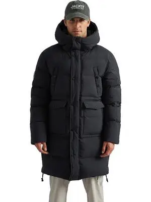 JACK1T Insulated Longline Puffer Coat With Hood - Black