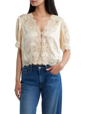DÔEN Idella Lace Silk Top - Candlelight