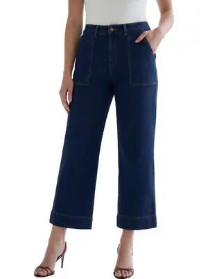 Roaman's ROAMAN'S Utility Flare Ankle Pants Medium Wash