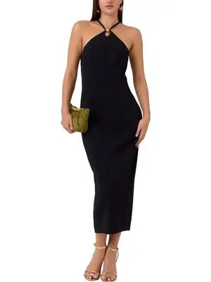 Rachel Rachel Roy Avalon Halter Neck Midi Dress - Black