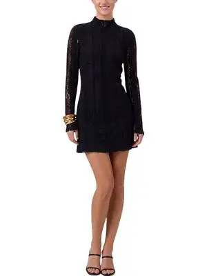 Rachel Rachel Roy Lucia Mock Neck Lace Mini Dress - Black