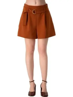 IVONNE IVONNE High-Rise Belted Tailored Shorts