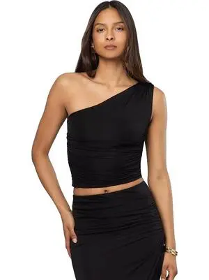 Generation Love Hadley Sheen Jersey One-shoulder Top - Black