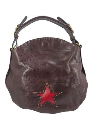 MADISON MAISON Star Embellished Leather Shoulder Bag - Brown