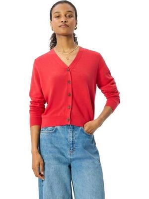 Whistles V-neck Linen Blend Cardigan - Red
