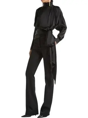 Balmain Silk Satin Blouse - Black