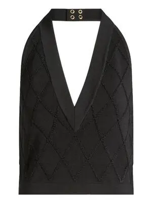 Balmain Balmain Quilted Knit Halterneck Top Black
