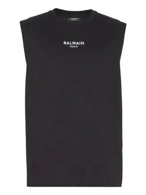 Balmain Embroidered Paris Tank Top - Black