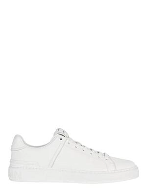 Balmain B-court Smooth Calfskin Leather Lace-up Sneakers - White
