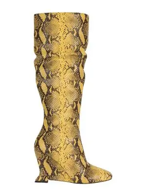 BALMAIN Balmain Python-Effect Leather Wedge Boots