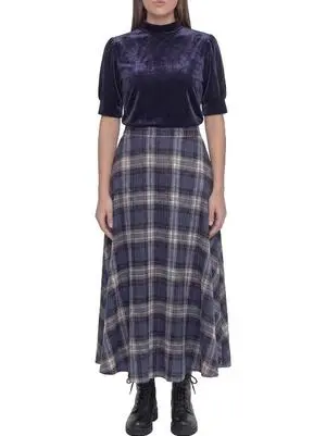 AREA STARS Hailey Velvet Mock Neck Top - Navy