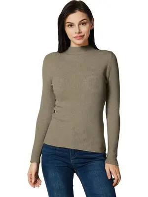 ZILPU Slim Fit Ribbed Mock Neck Sweater Top