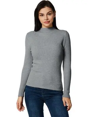 ZILPU Slim Fit Ribbed Mock Neck Sweater Top