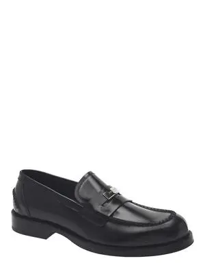 Dolce & Gabbana Calfskin Leather Loafers With Metal Logo Plaque - Nero