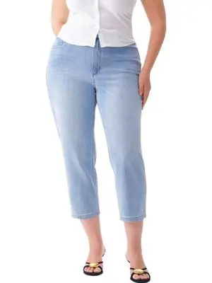 BAYEAS Super High Waist Crop Tapered Jeans - Light Blue