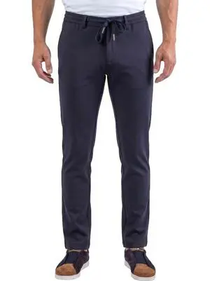 MACEOO Maceoo Tailored Stretch Drawstring Waist Trousers Blue