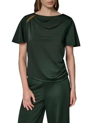 DONNA KARAN NEW YORK Donna Karan New York Ruched Neck Satin Top