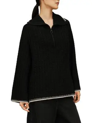 UGG Rylynn Quarter Zip Cable Knit Sweater - Black